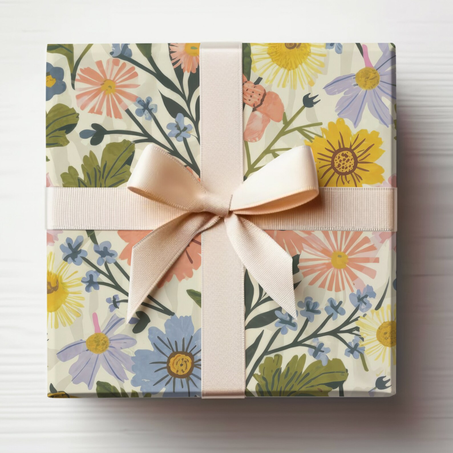 Girl Baby Shower Wrapping Paper Roll With Cute Flowers, Girl Birthday ...