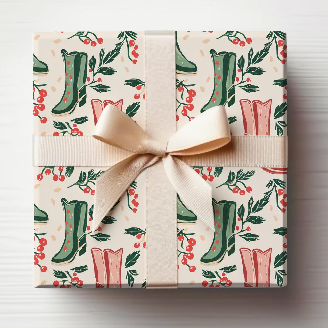 Western Wrapping Paper Roll Cowgirl Boots Wrapping Paper Cowboy Gift ...