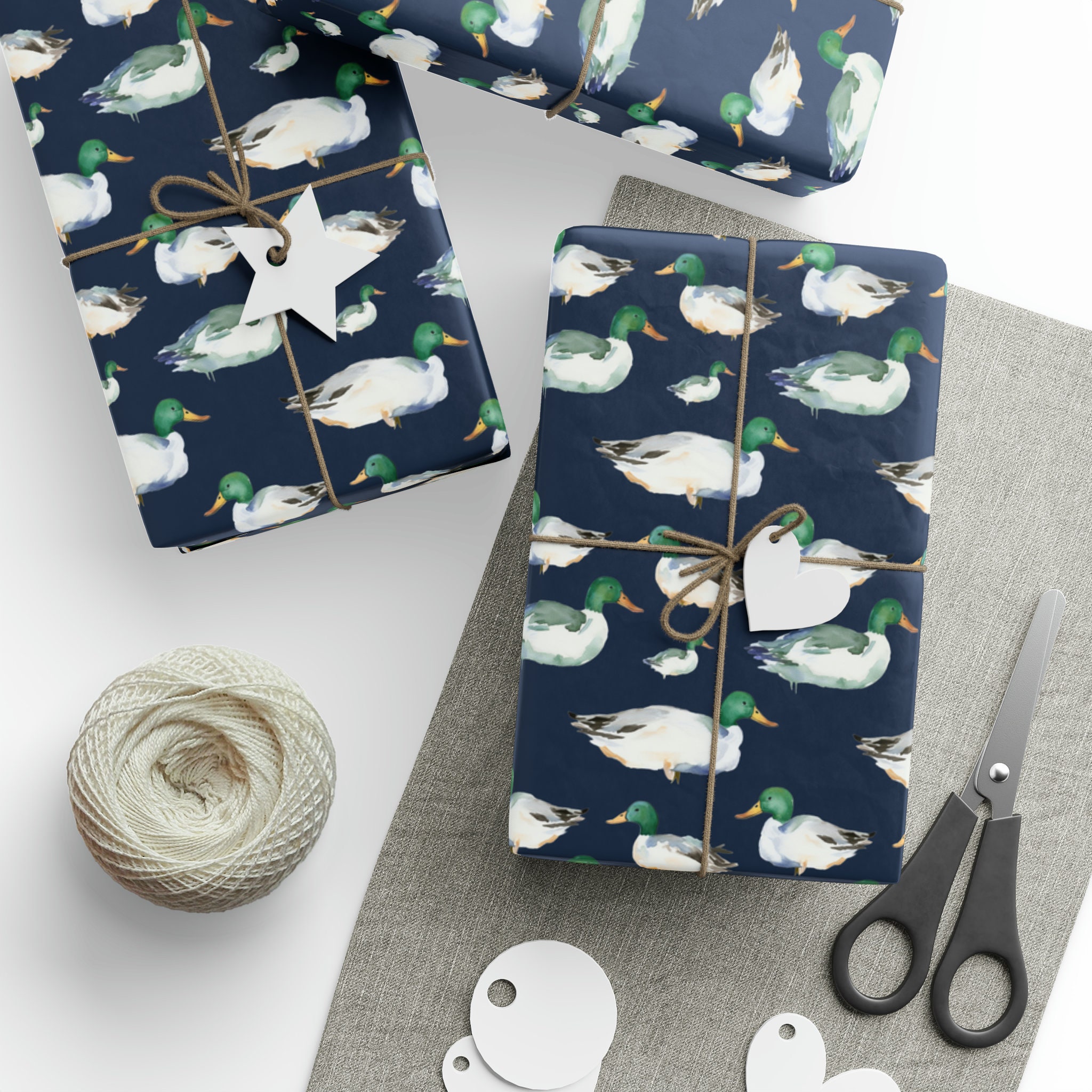 Navy Blue Ducks Wrapping Paper Roll Hunting Wrapping Paper Ducks ...