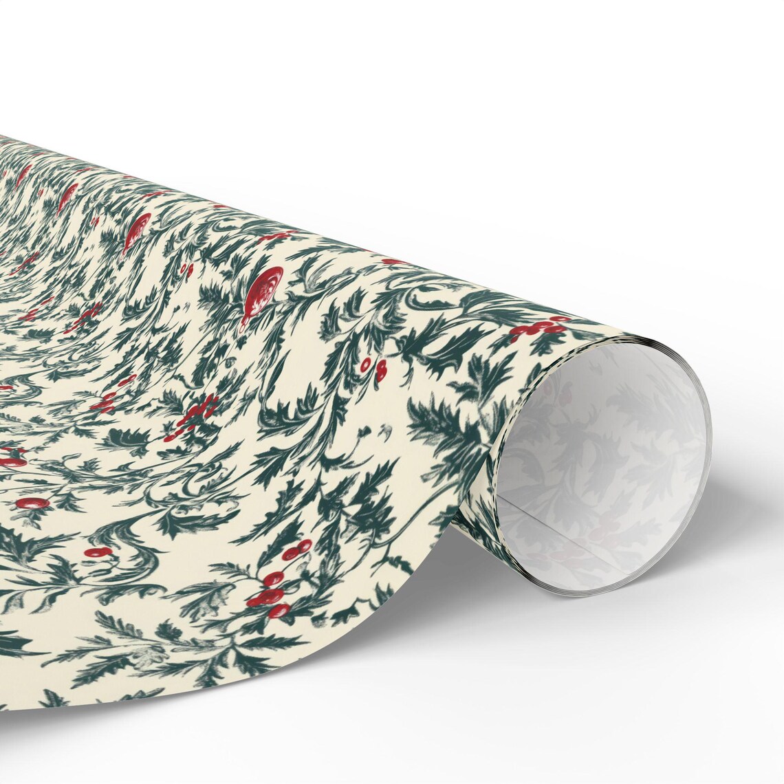 Vintage Christmas Toile Wrapping Paper Roll Red and Green Toile Gift ...