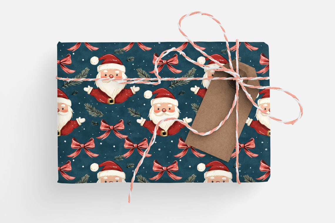 Cute Santa Wrapping Paper Roll Dark Santa Clause Wrapping Papers ...