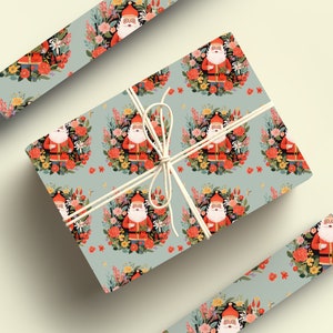 Green Santa Wrapping Paper Roll Green Santa Gift Wrap Roll, Modern ...