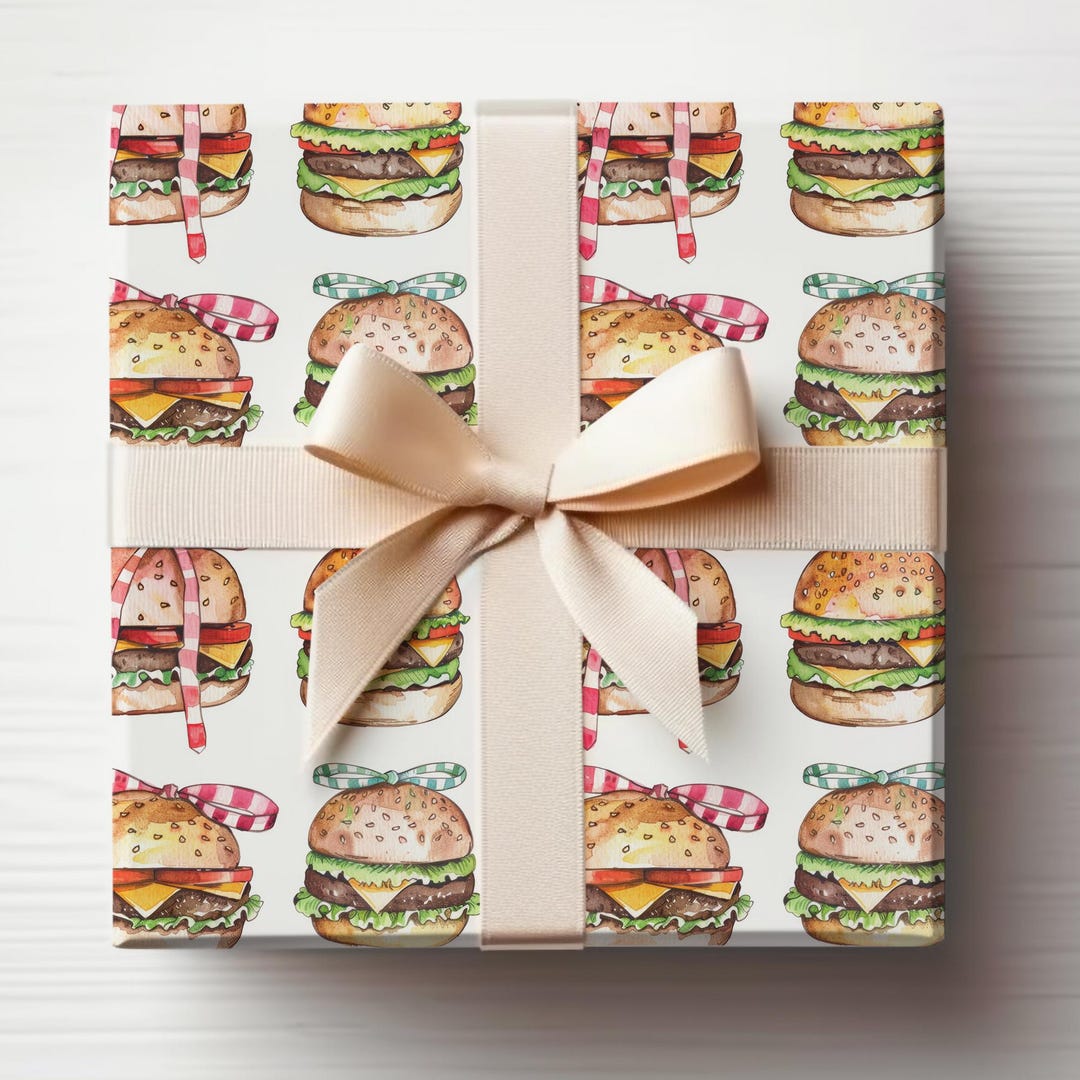 Hamburger Wrapping Paper Roll, Funny Christmas Wrapping Paper, Fast ...