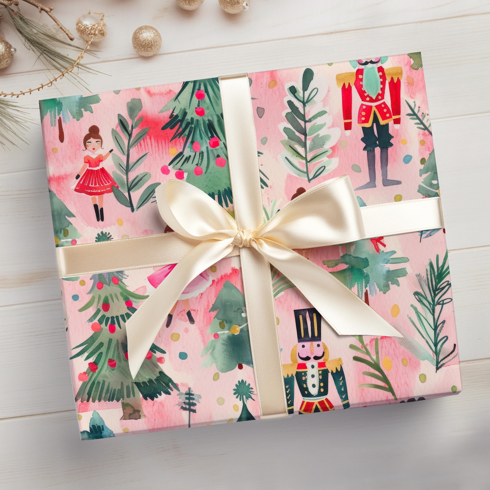 Pink Ballerina Nutcracker Wrapping Paper Christmas Ballerina Gift ...