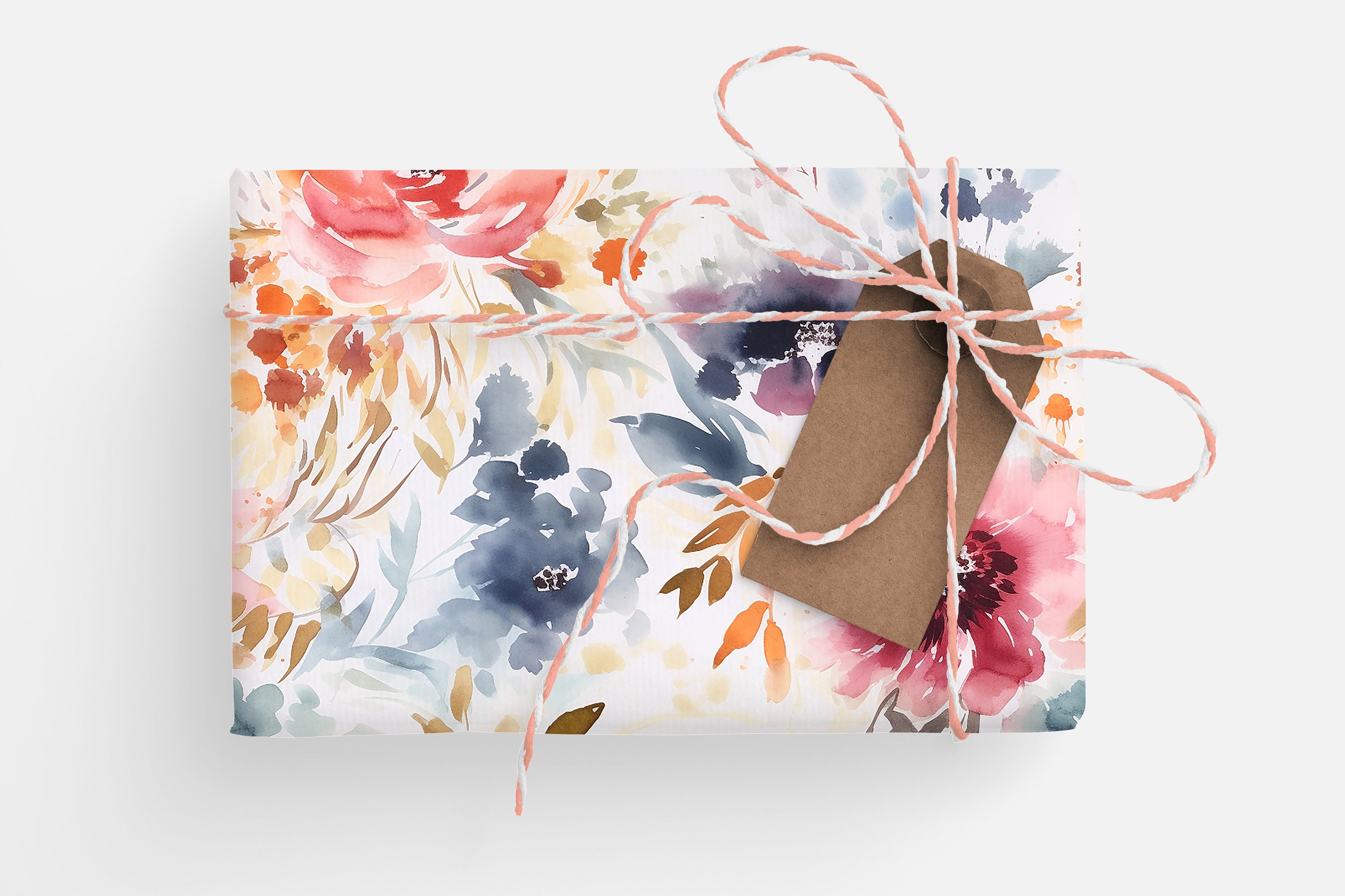 Watercolor Floral Wrapping Paper Roll, Spring Floral Wrapping Paper ...