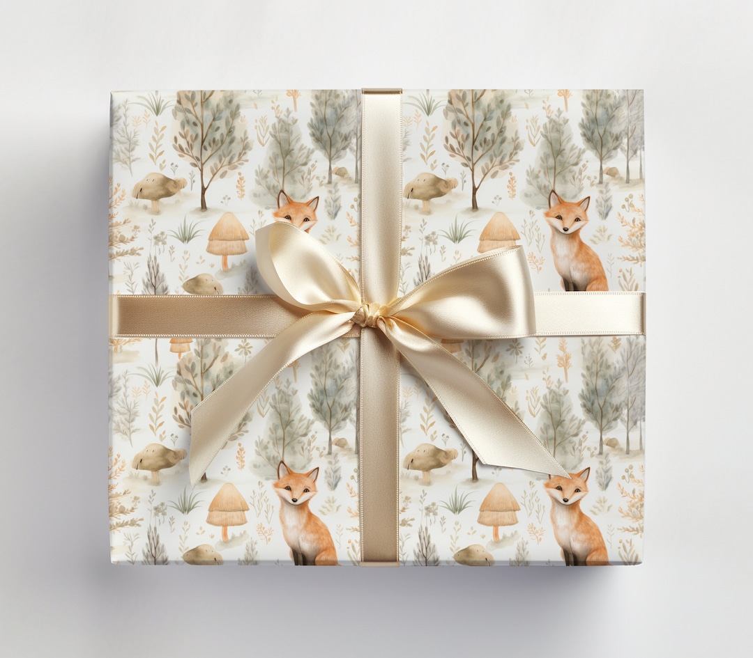 Watercolor Fox Wrapping Paper Fox, Roll of Wrapping Paper Cottagecore ...