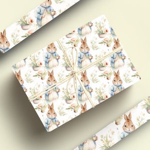 Vintage Rabbit Wrapping Paper Roll Vintage Rabbit Baby Shower Gift Wrap ...