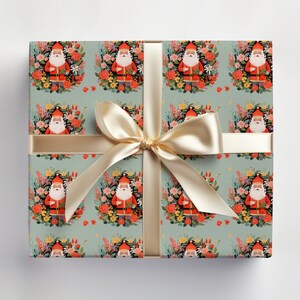 Green Santa Wrapping Paper Roll Green Santa Gift Wrap Roll, Modern ...