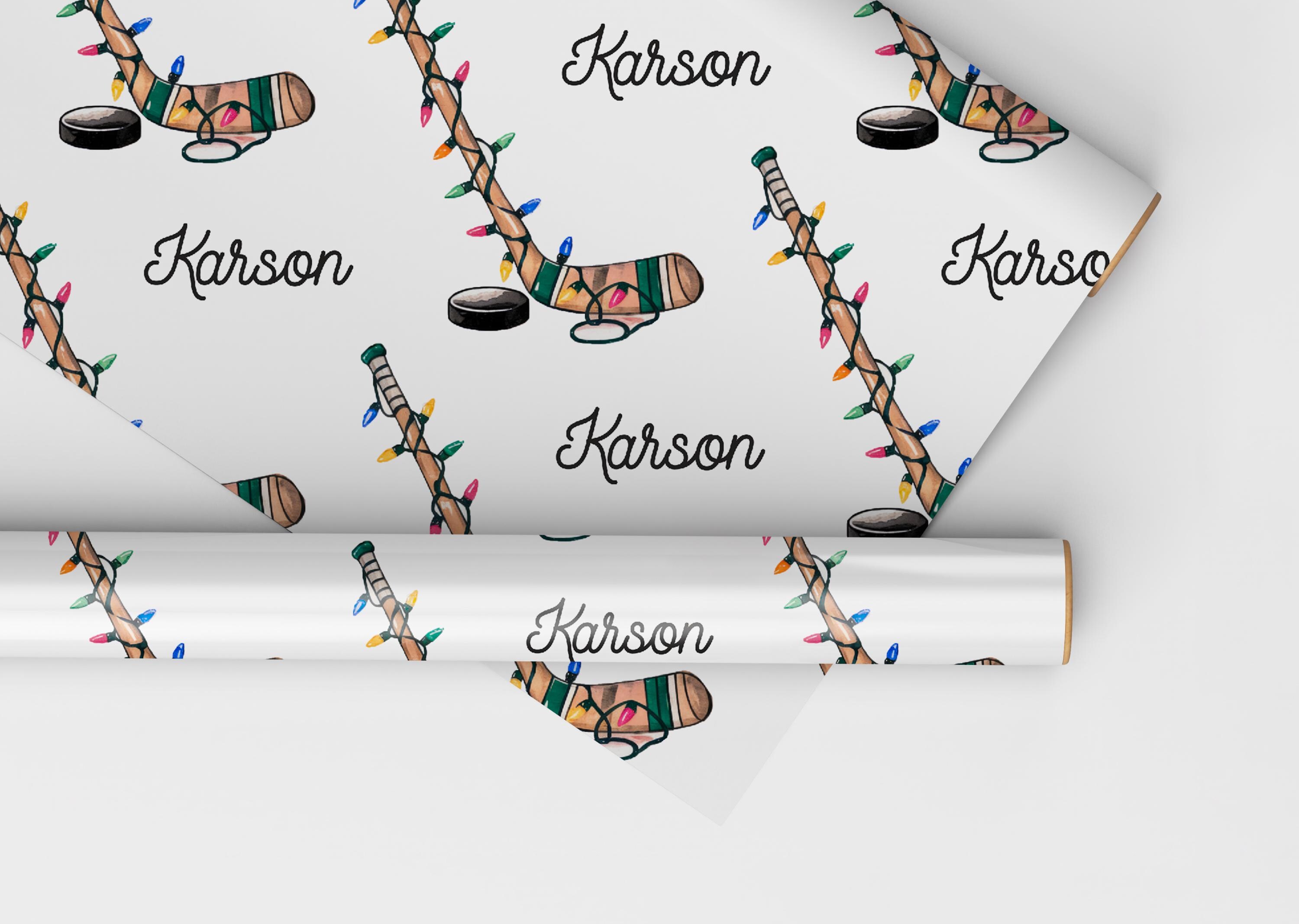 Hockey Wrapping Paper With Custom Name, Children's Wrapping Paper ...