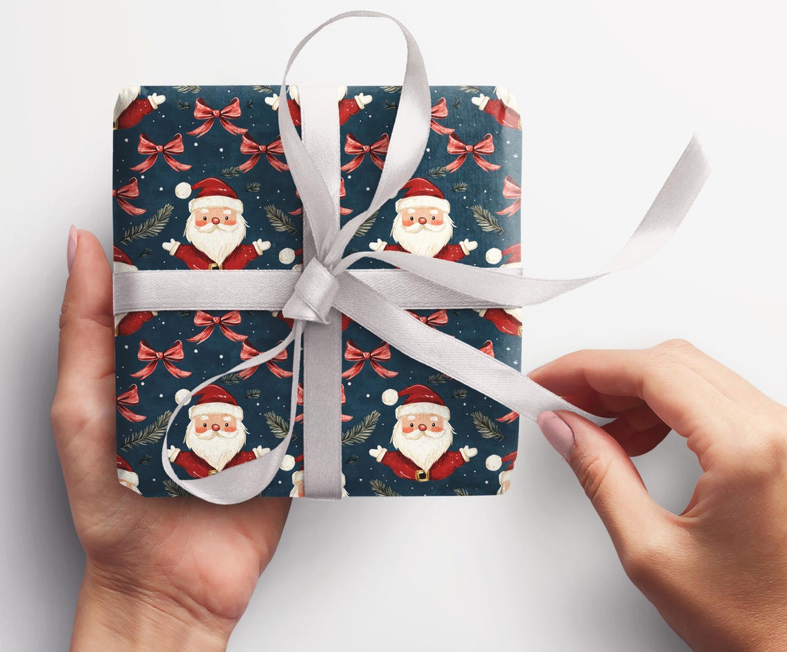 Cute Santa Wrapping Paper Roll Dark Santa Clause Wrapping Papers ...