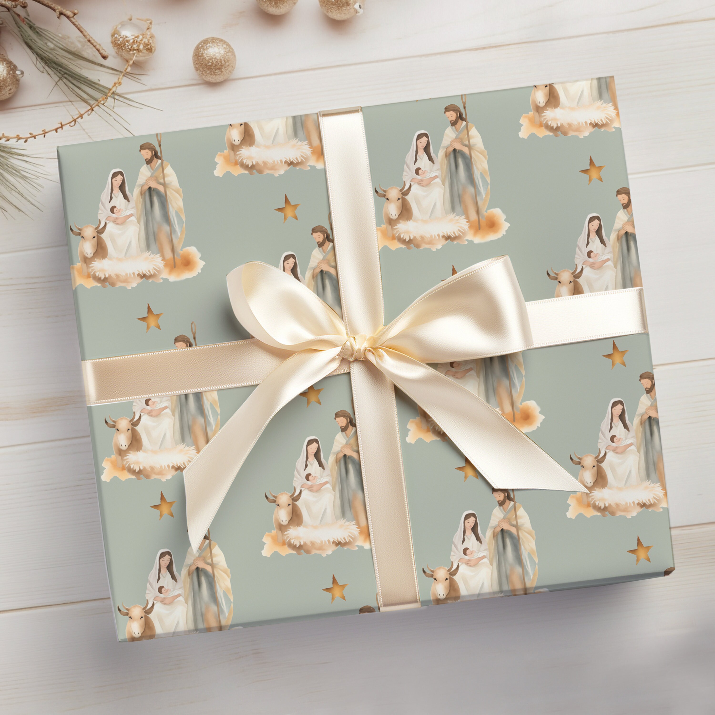 Jesus Wrapping Paper Nativity Wrapping Paper Roll, Modern Nativity Gift ...