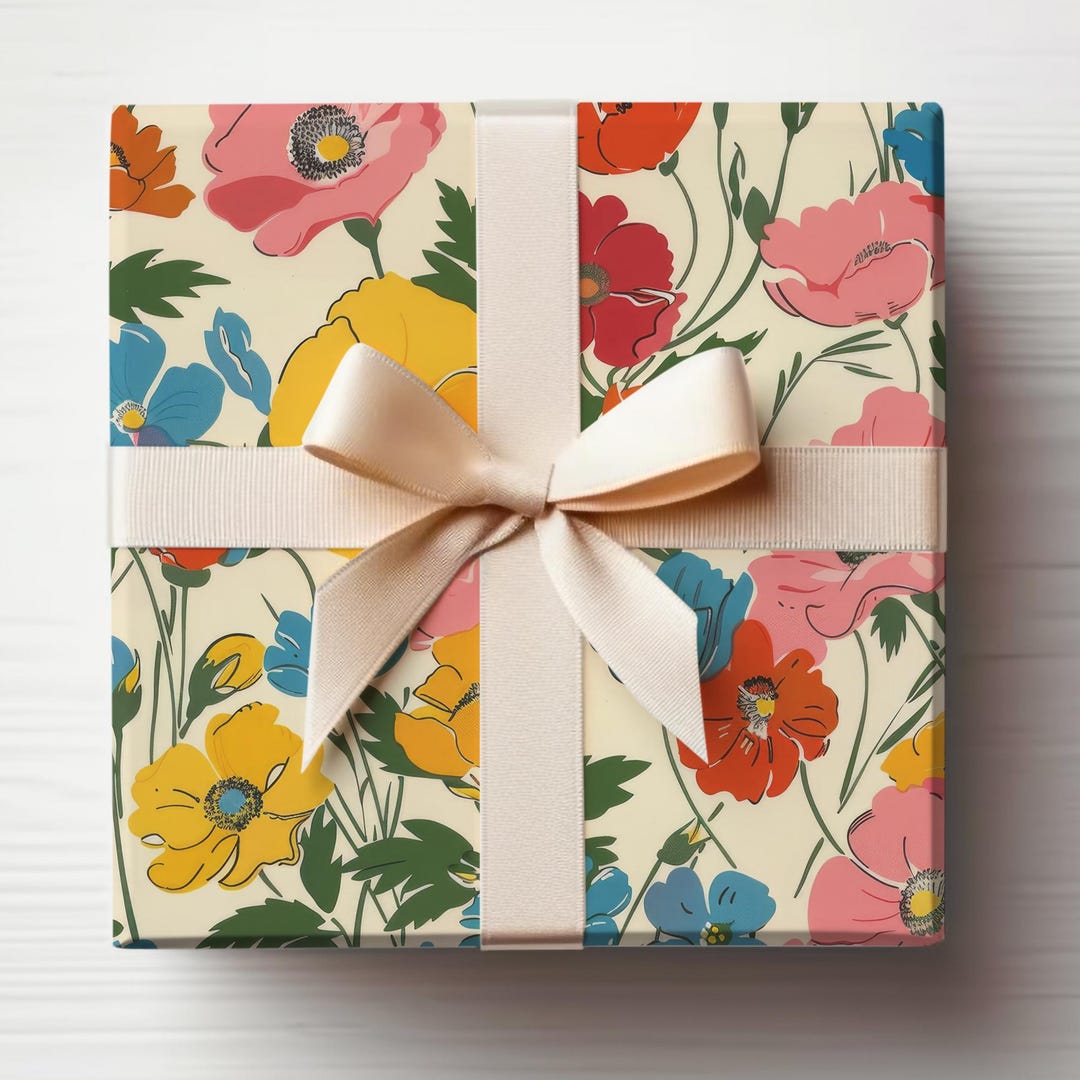 Wildflower Wrapping Paper Roll Vintage Floral Gift Wrapping Roll ...
