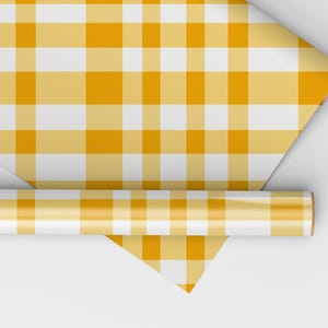 Yellow Gingham Wrapping Paper Roll, Simple Bright Yellow Plaid Gift ...