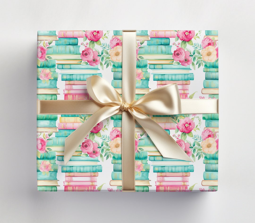 Teal Books Wrapping Paper Books, Colorful Books Wrapping Paper Roll ...