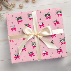 Kitten Wrapping Paper Cute Cat Wrapping Paper Roll, Pink Cats Gift ...