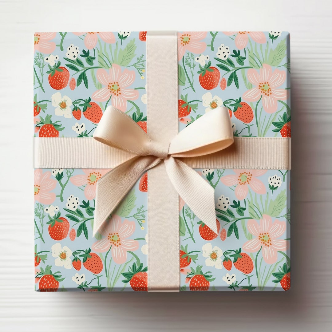 Cute Strawberry Wrapping Paper Roll Strawberries Gift Wrap Strawberry ...