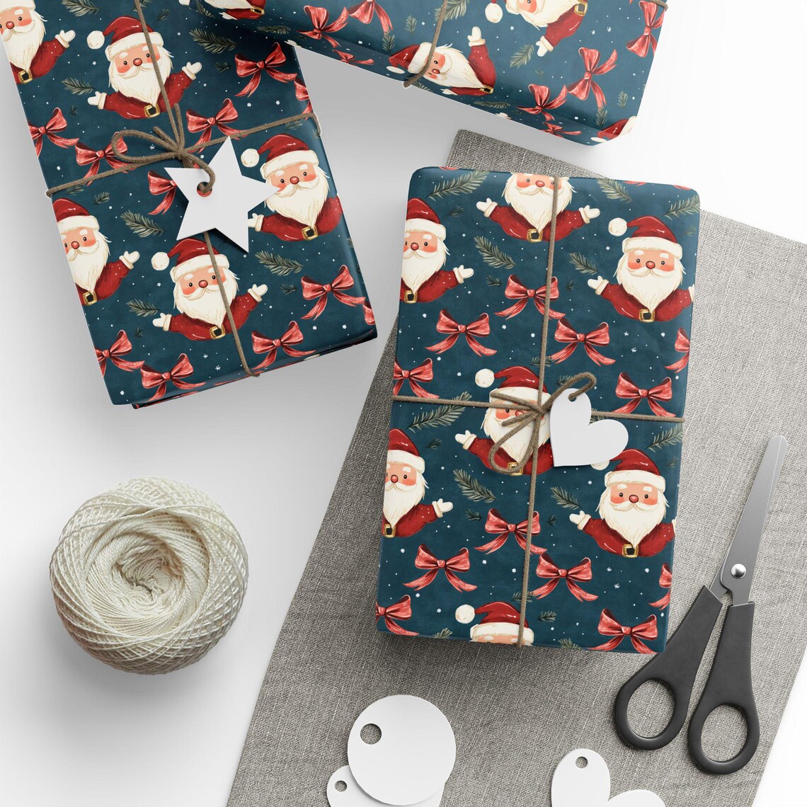 Cute Santa Wrapping Paper Roll Dark Santa Clause Wrapping Papers ...