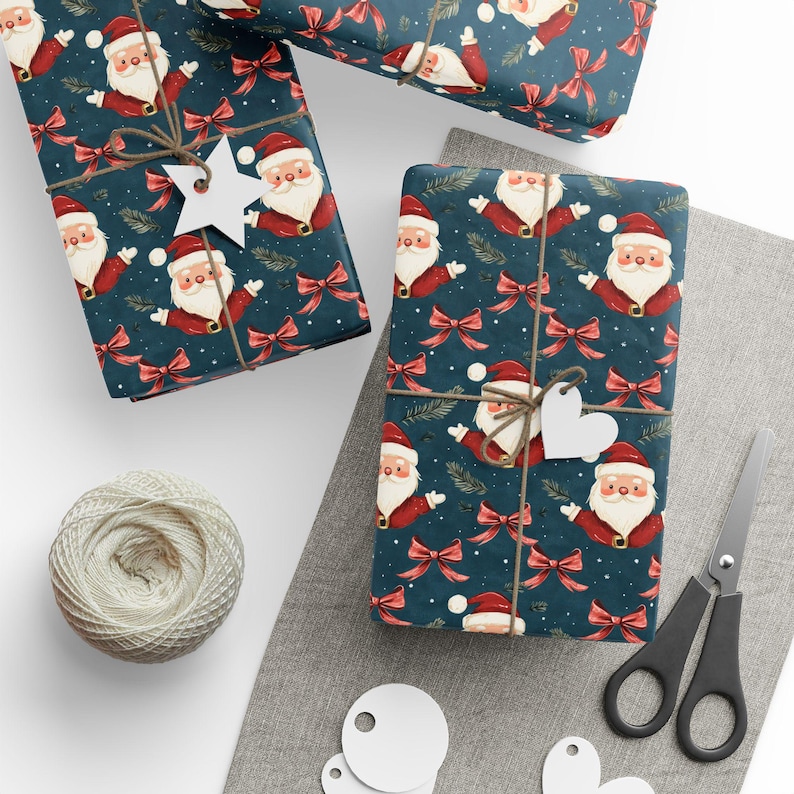 Cute Santa Wrapping Paper Roll Dark Santa Clause Wrapping Papers ...