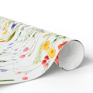 Botanical Wrapping Paper Roll Botanical Watercolor Wildflowers Wrapping ...