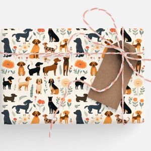 Illustrated Dogs Wrapping Paper With Dogs Gift Wrap Roll Cute Labrador ...