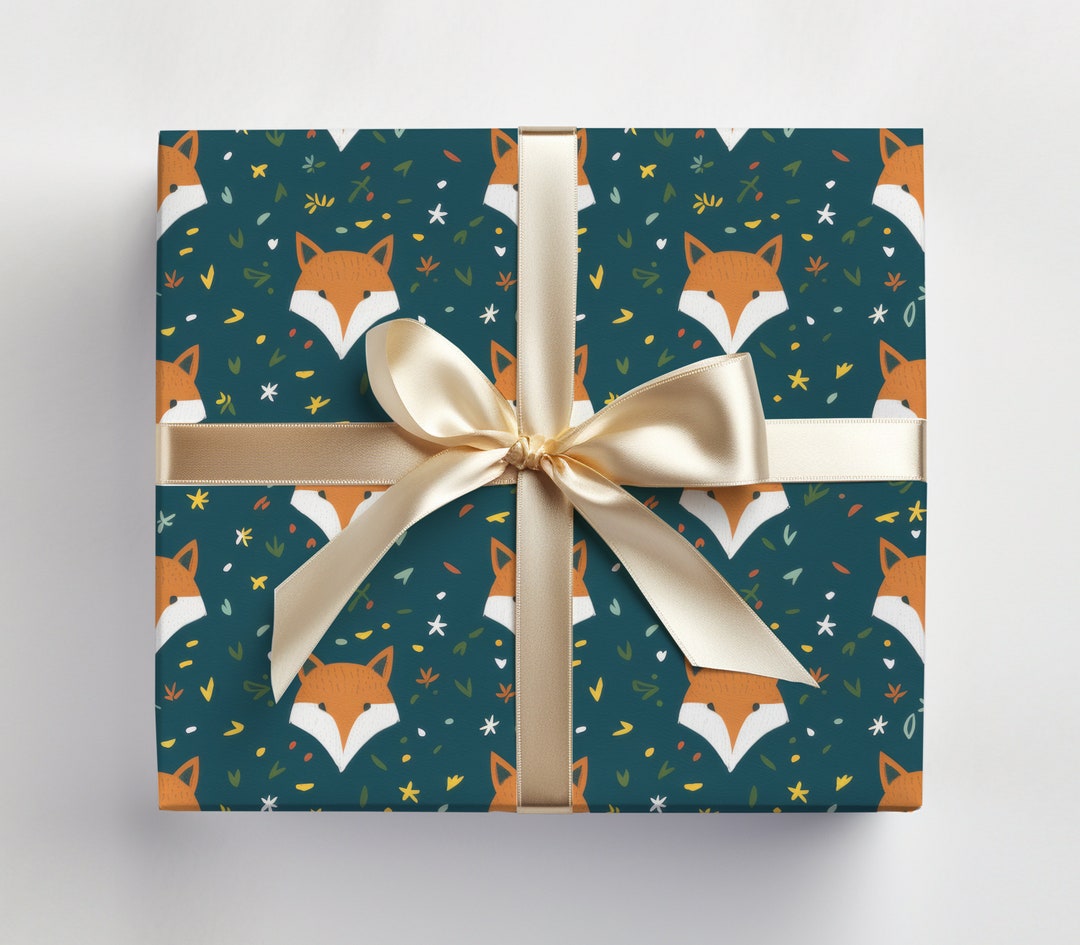 Fox Wrapping Paper, Cute Fox Baby Shower Gift Wrap Roll, Baby Boy Baby ...