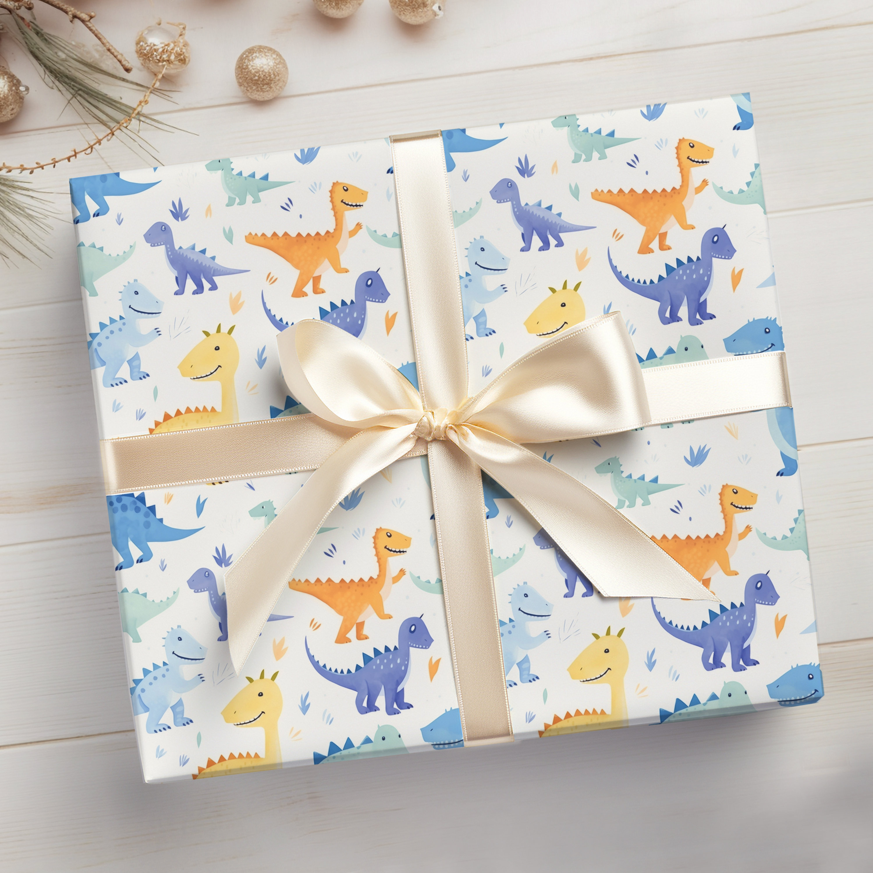 Dinosaur Wrapping Paper Roll Dinosaur Cute Gift Wrap Dinosaur Wrapping ...