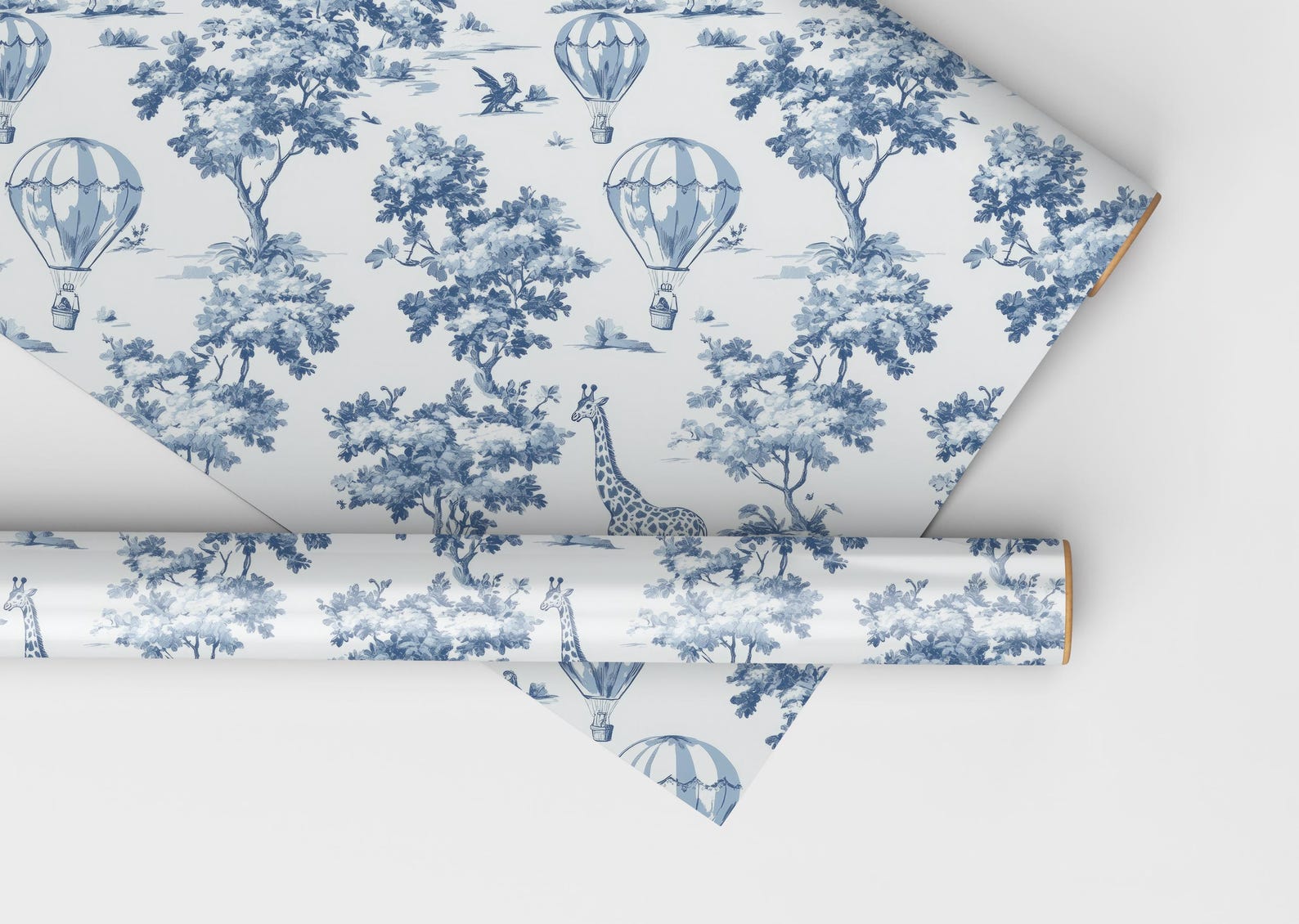 Blue Toile Wrapping Paper Circus Wrapping Paper Roll Baby Boy Gift ...