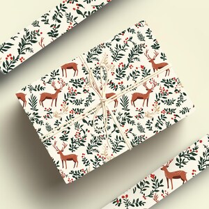 Woodsy Wrapping Paper Deer Gift Wrap Roll Forest Wrapping Paper, Modern ...