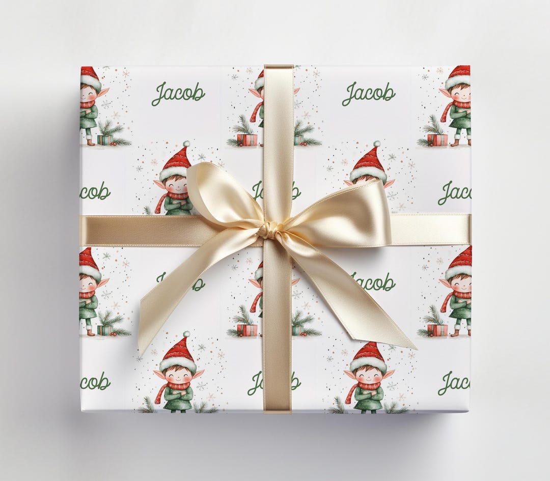 Christmas Elf Wrapping Paper Roll, Custom Elf Wrapping Paper With Name ...