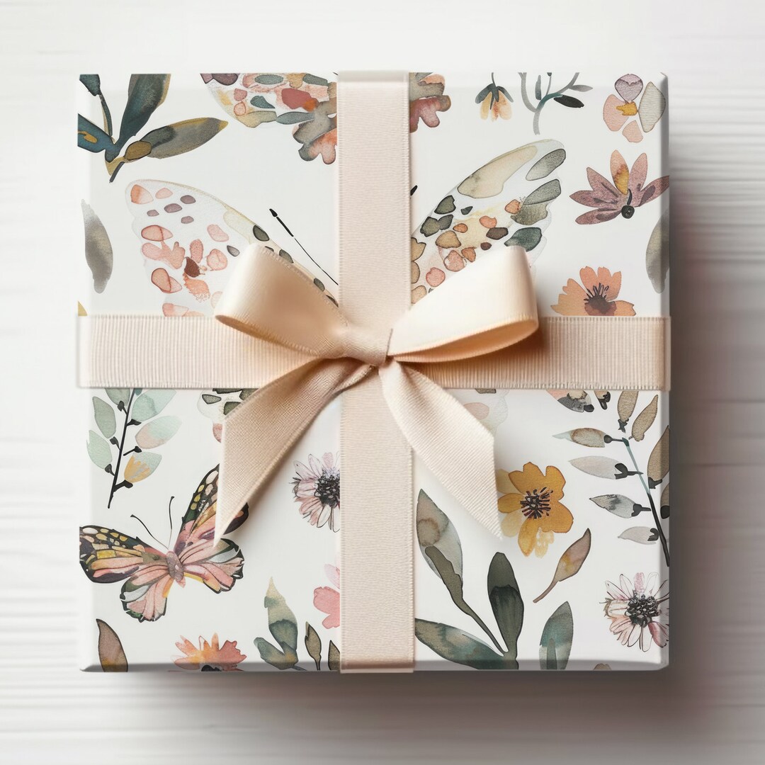 Spring Butterfly Wrapping Paper Roll, Butterfly Gift Wrap Roll ...