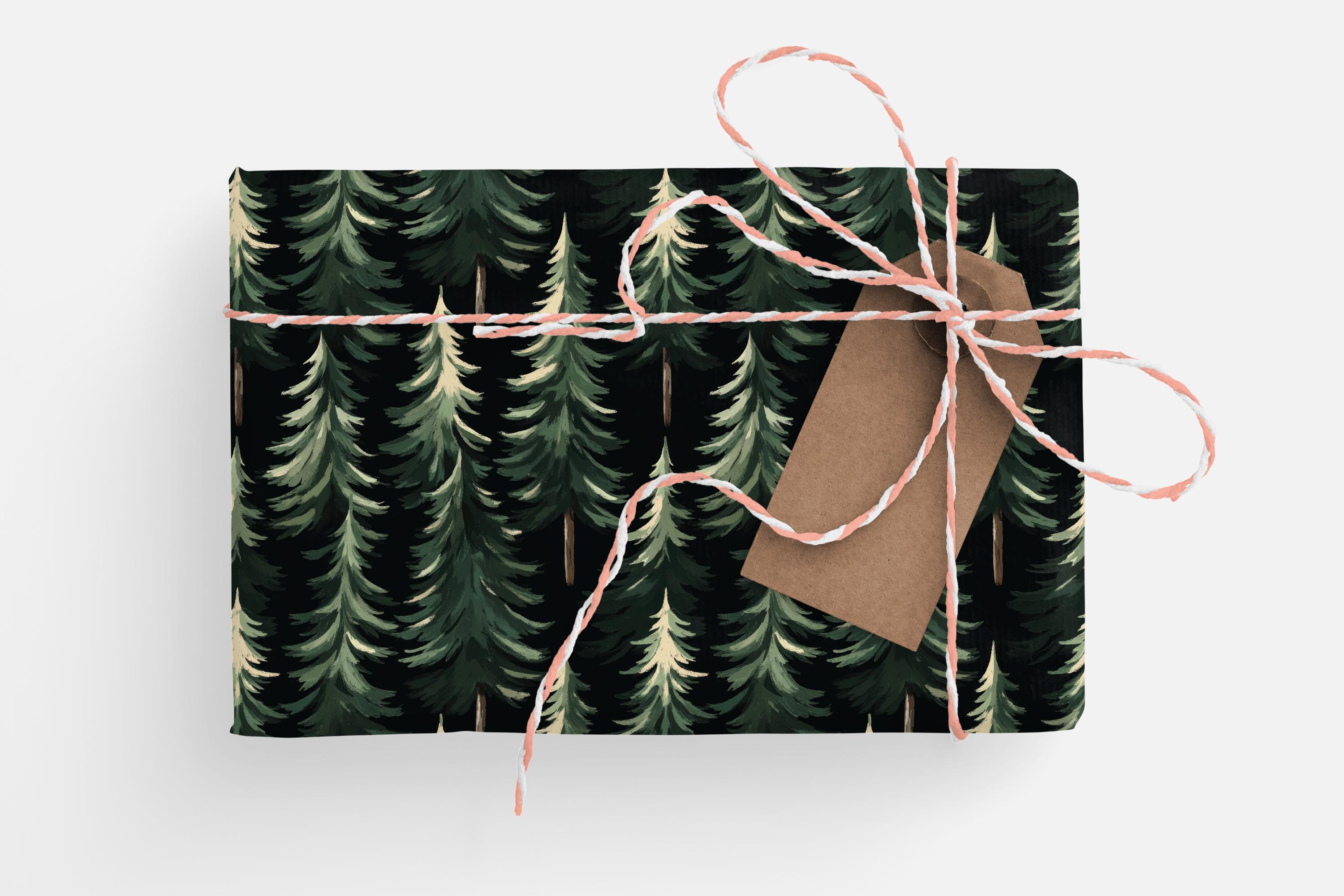 Dark Forest Wrapping Paper Roll Winter Forest Wrapping Paper Magical ...