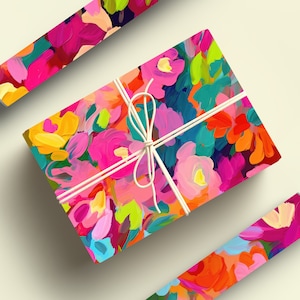 Neon Pink Wrapping Paper Neon Colors Gift Wrap Colorful Abstract ...