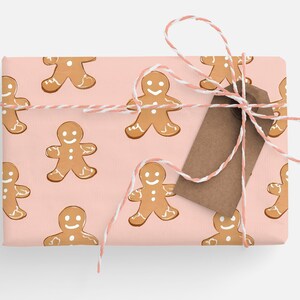Gingerbread Man Wrapping Paper Pink Gingerbread Man Pink Christmas ...