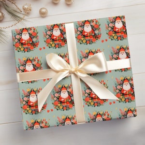 Green Santa Wrapping Paper Roll Green Santa Gift Wrap Roll, Modern ...