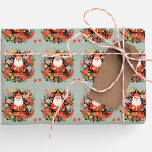 Green Santa Wrapping Paper Roll Green Santa Gift Wrap Roll, Modern ...