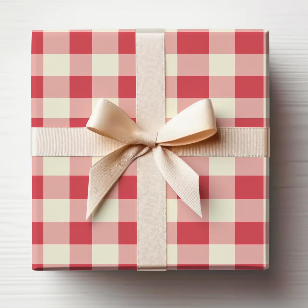 Classic Red Wrapping Paper Gingham Red Wrapping Paper Roll Red ...
