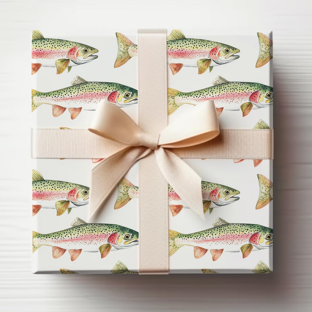 Rainbow Trout Wrapping Paper Fishing Gift Wrap Fly Fishing Wrapping ...