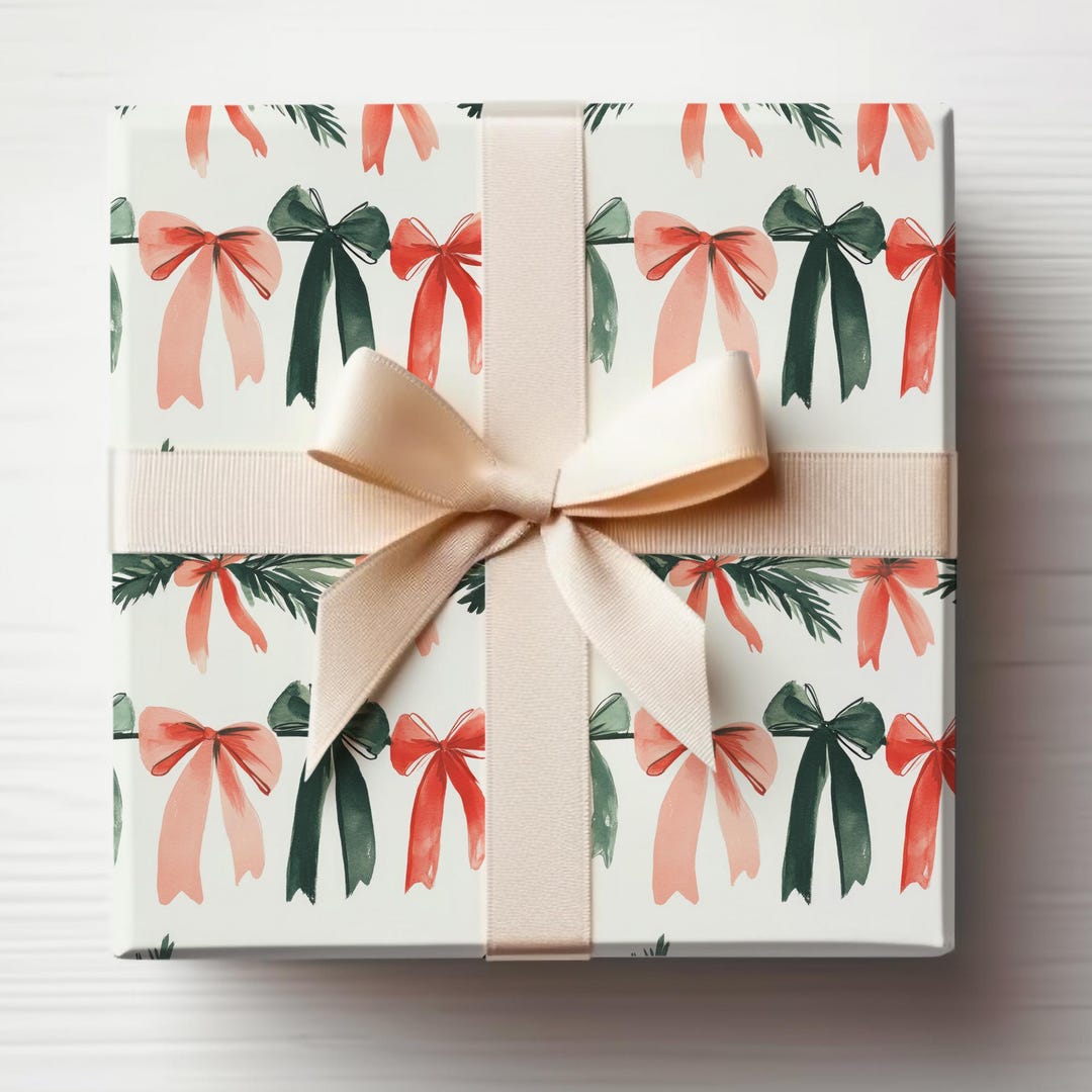 Coquette Christmas Wrapping Paper Roll Coquette Bows Wrapping Paper ...