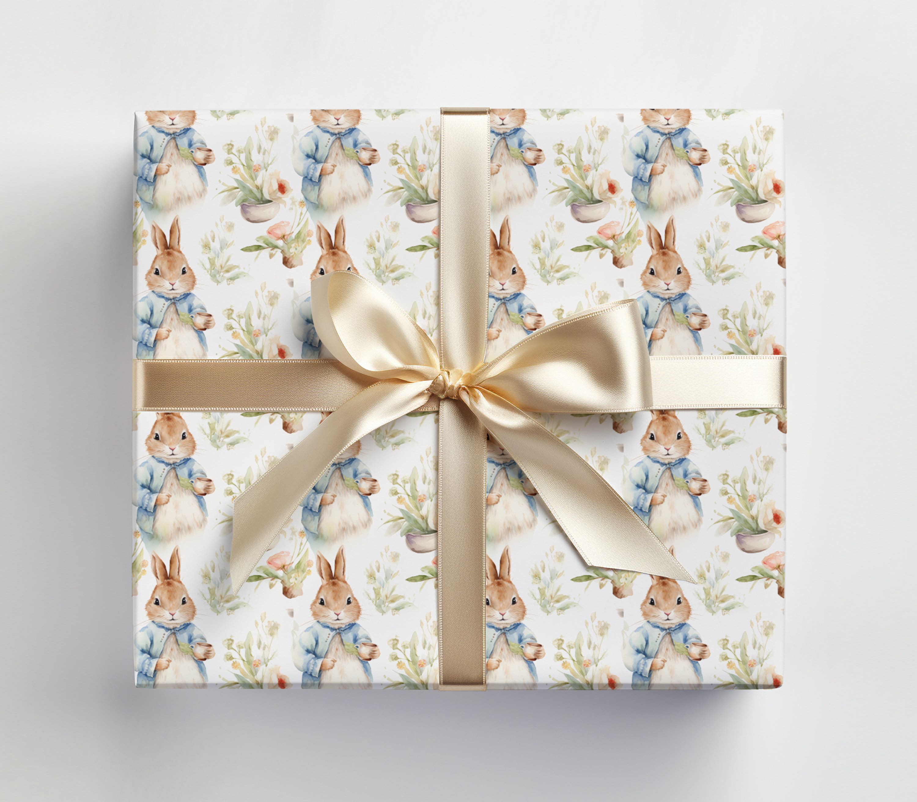Vintage Rabbit Wrapping Paper Roll Vintage Rabbit Baby Shower Gift Wrap ...