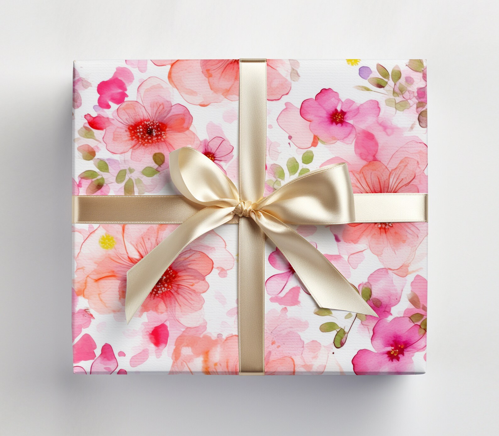 Pink Watercolor Flowers Wrapping Paper Pink Flowers Gift Wrap Roll Pink ...