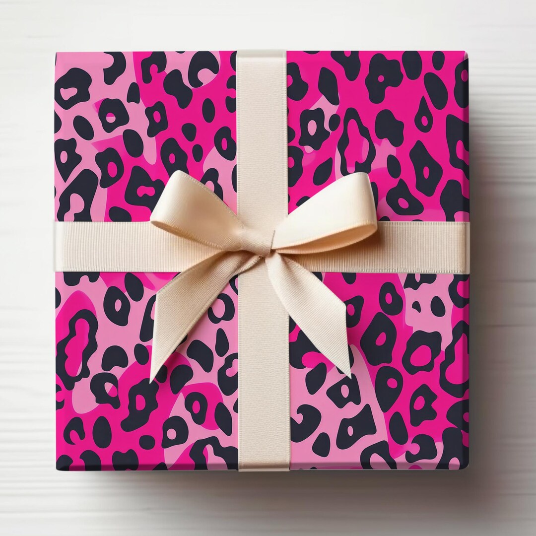 Neon Pink Cheetah Wrapping Paper Animal Print Gift Wrap Roll Hot Pink ...