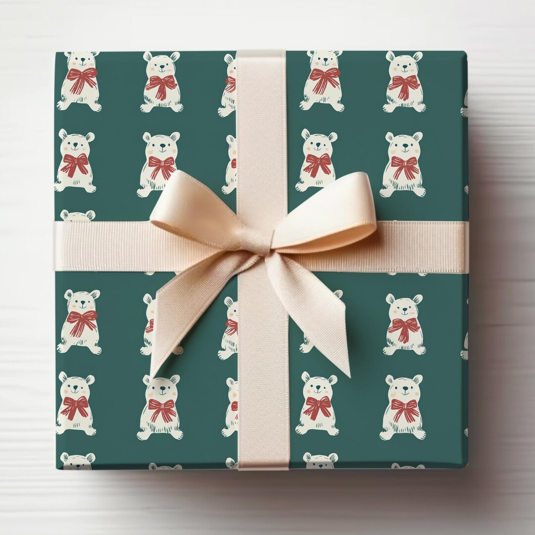 Polar Bear Wrapping Paper Roll Cute Bear Gift Wrap Roll Simple ...