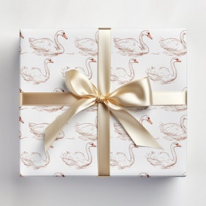 Adorable Swan Wrapping Paper Roll Swan Baby Shower Wrapping Paper, Swan ...