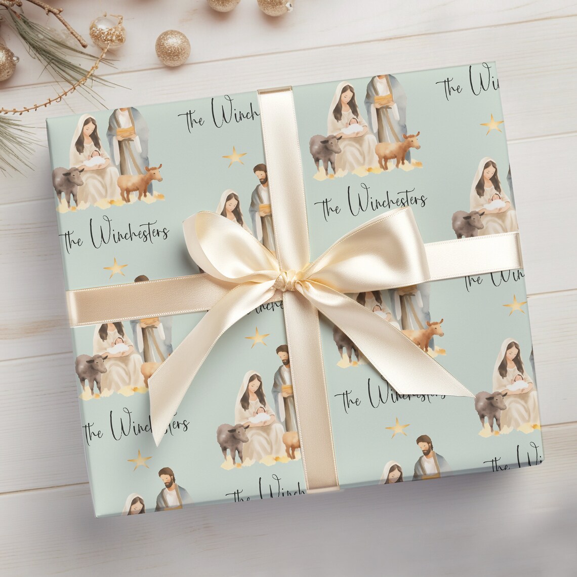 Nativity Wrapping Paper Jesus Christmas Wrapping Paper Christian Manger ...