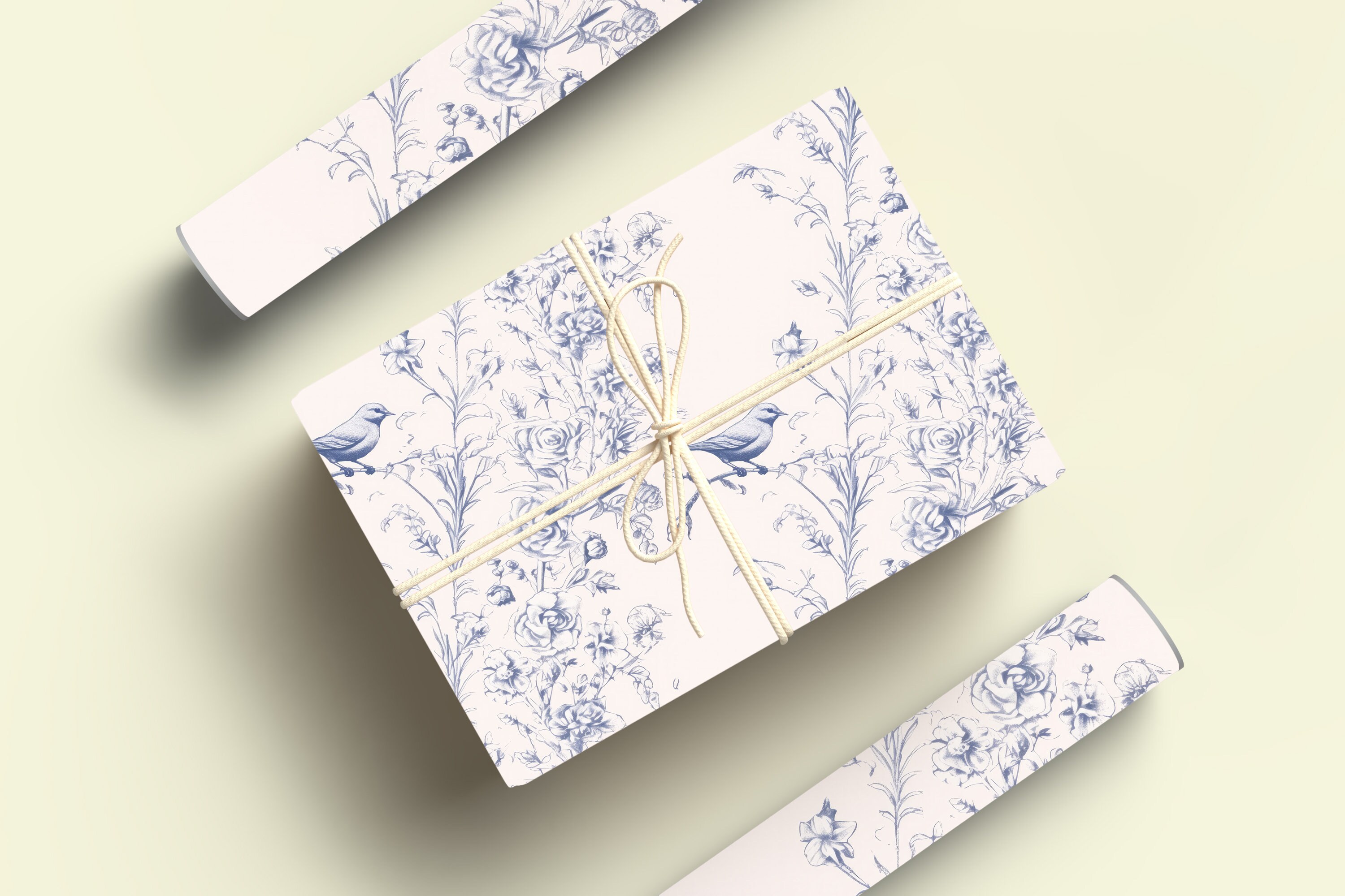 Vintage Chinoiserie Wrapping Paper With Oriental Bird, Dainty Blue ...