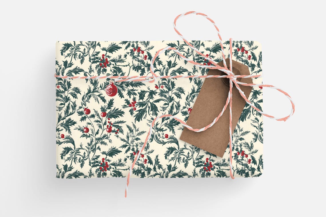 Vintage Christmas Toile Wrapping Paper Roll Red and Green Toile Gift ...