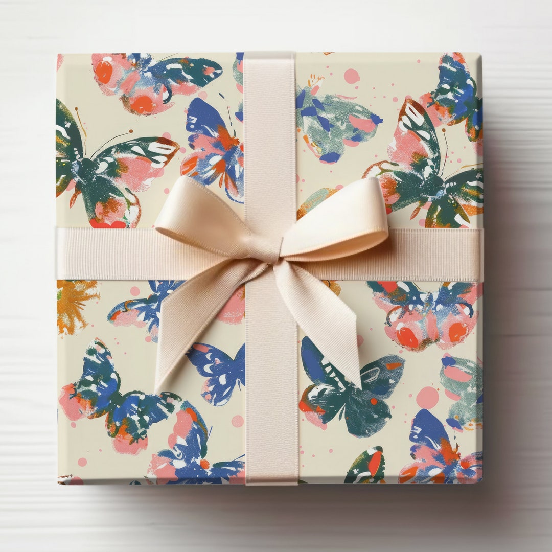 Butterfly Wrapping Paper, Cute Butterflies Gift Wrap, Butterfly ...