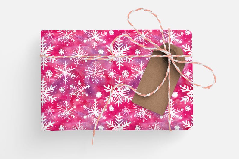 Pink Snowflake Wrapping Paper Pink Christmas Gift Wrapping Roll Pink ...