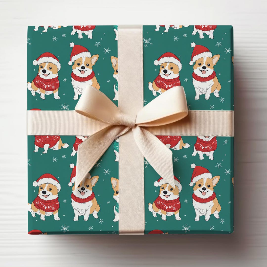 Corgi Wrapping Paper Christmas Corgi Wrapping Paper Roll Cute Corgi ...