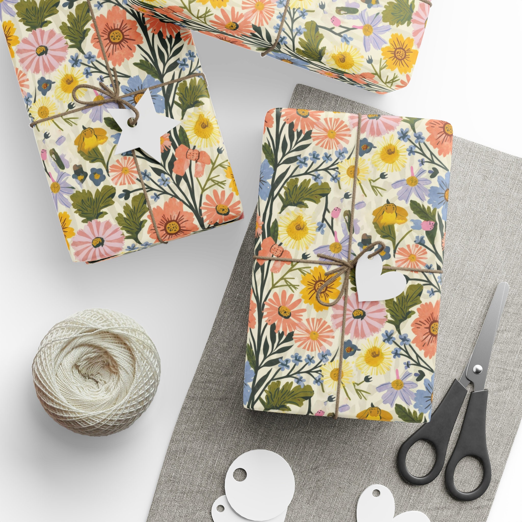 Girl Baby Shower Wrapping Paper Roll With Cute Flowers, Girl Birthday ...